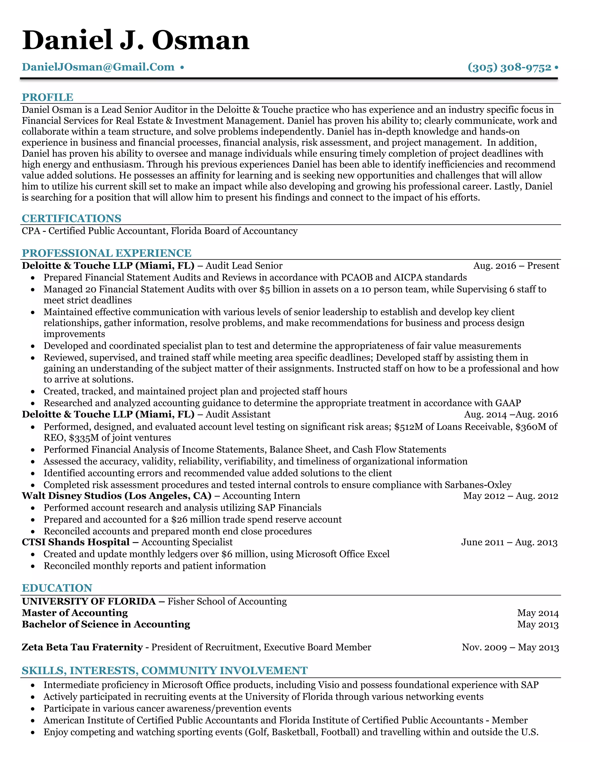 Daniel Osman Resume V2 | PDF