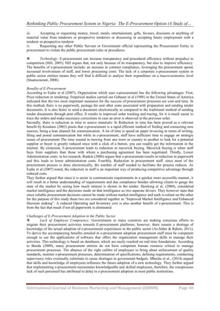 Rethinking Public Procurement System in Nigeria: The E-Procurement ...