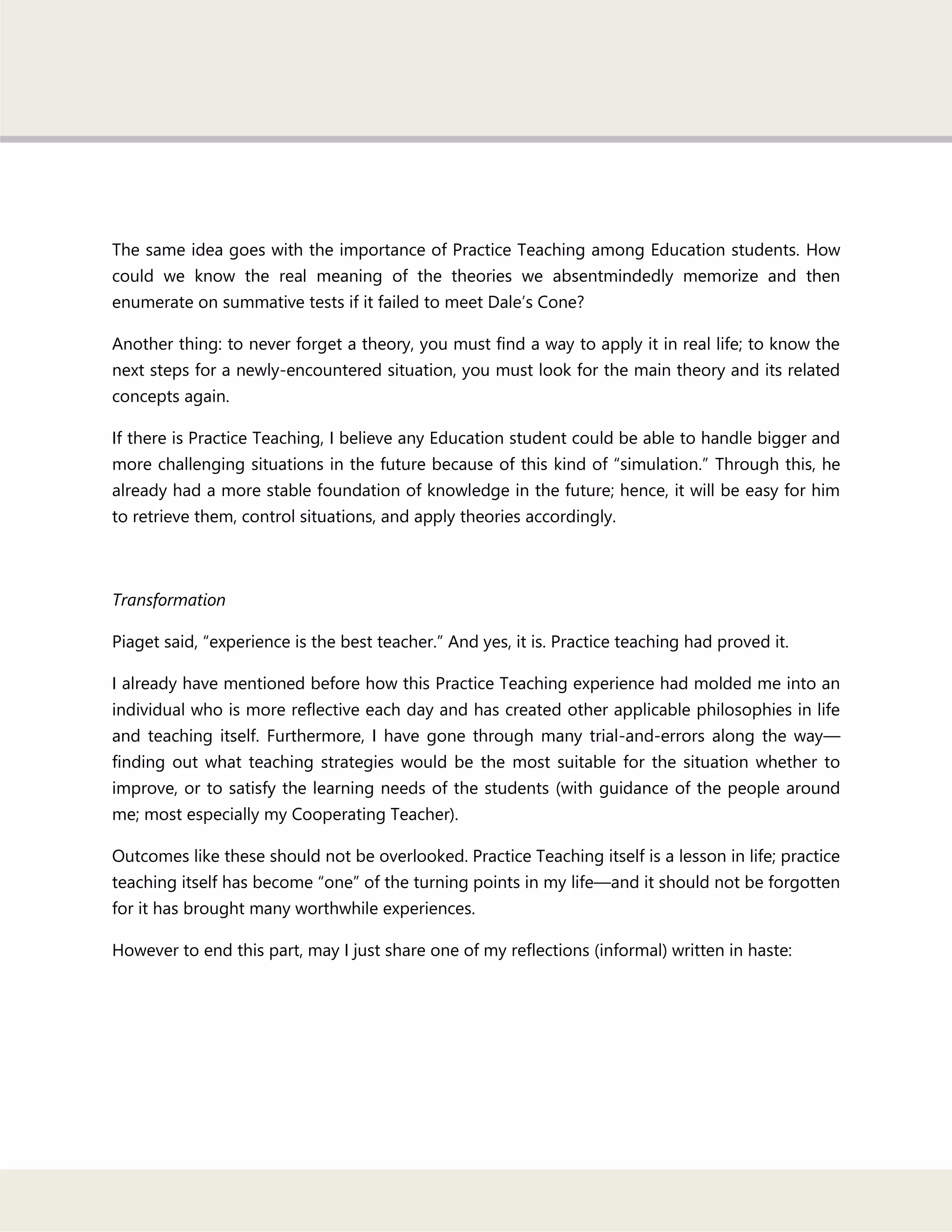 Portfolio in Practice Teaching | PDF