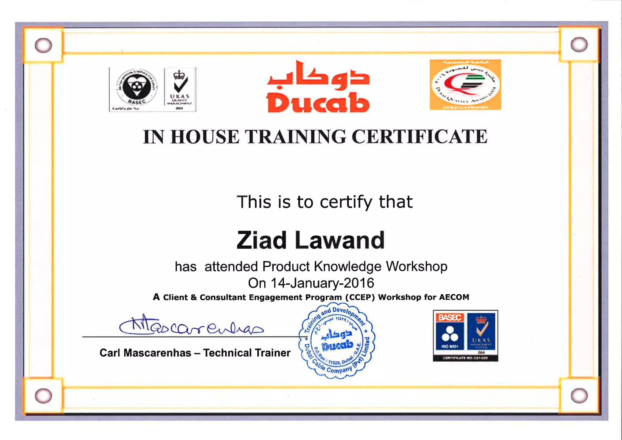 Ducab Certificate | PDF