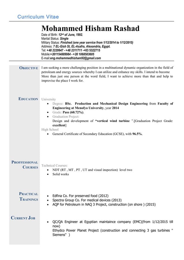 Hisham,mohamed, CV | PDF
