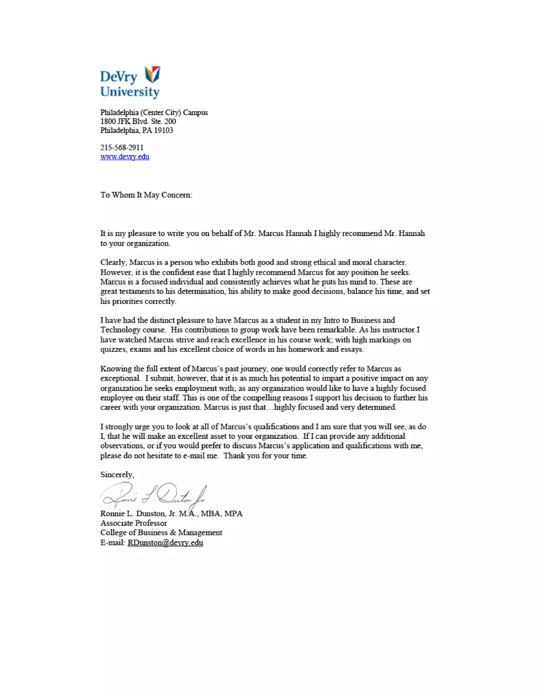 Profesional Reference Letter | DOC