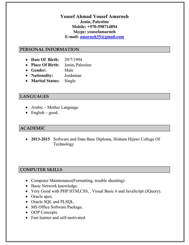 Yousef Amarneh CV | PDF
