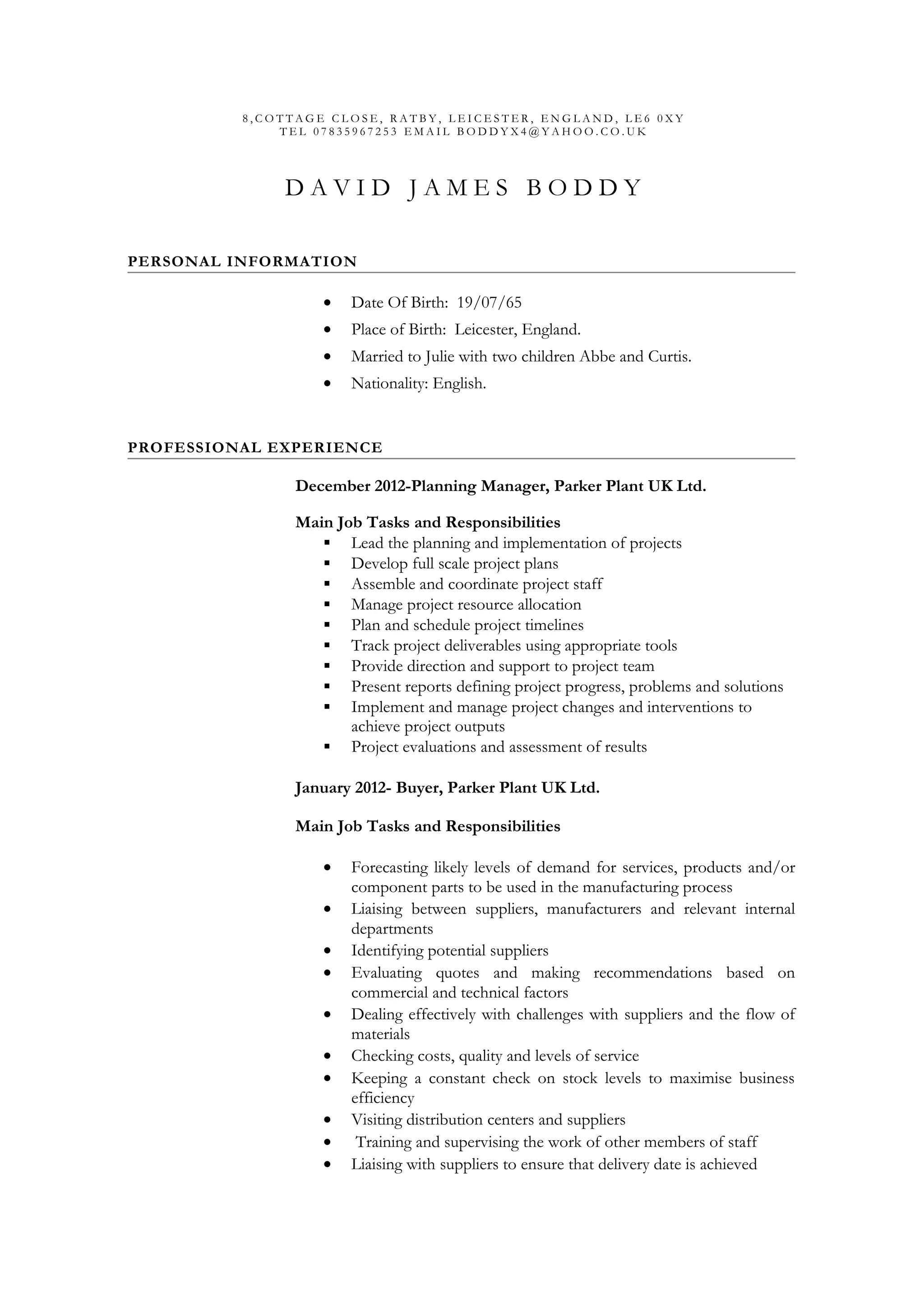 David Boddy CV (2) | DOC