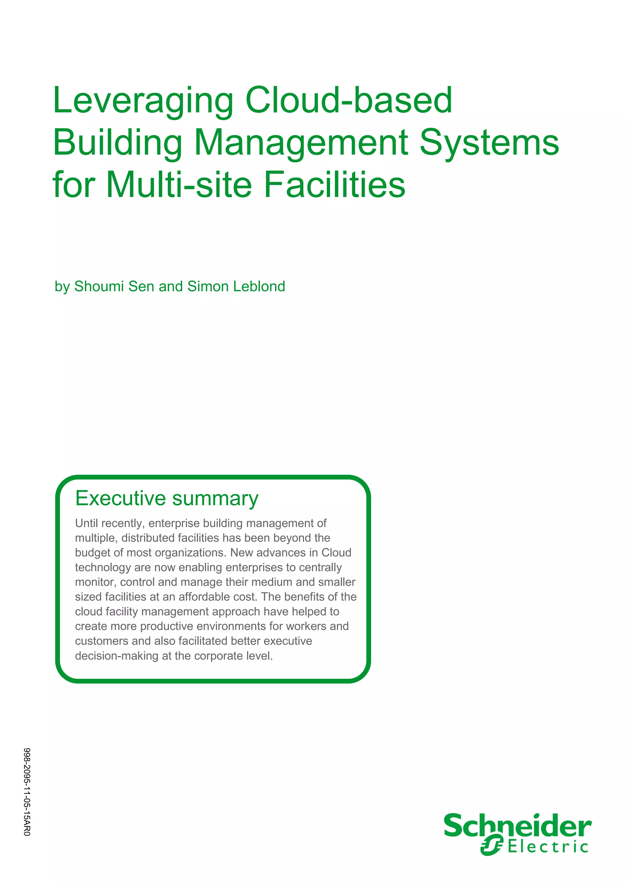Leveraging Cloud-based Building Management Systems for Multi-site ...