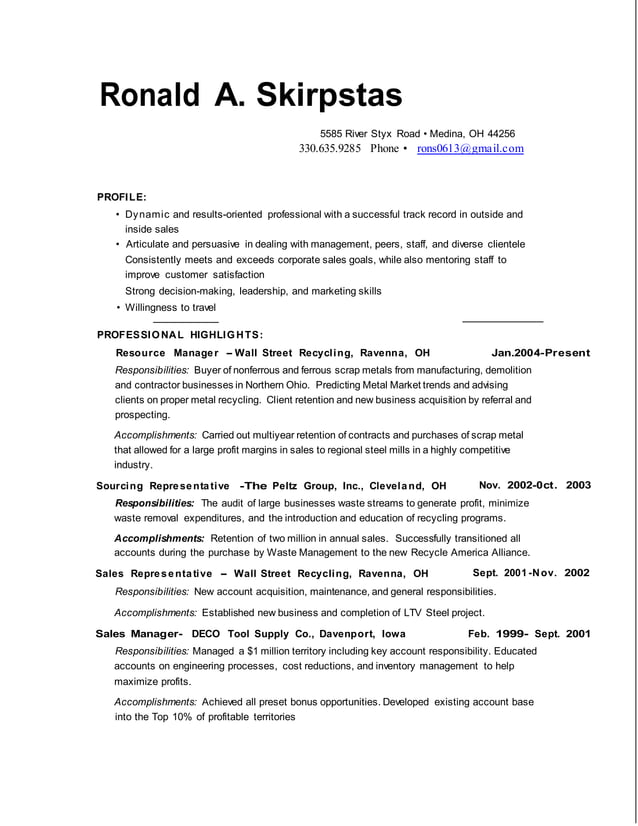 Ron Skirpstas resume 42016 | PDF