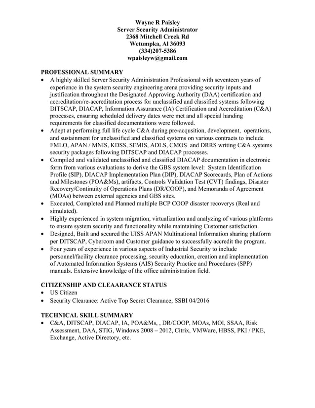 Wayne_Resume | DOC | Operating Systems | Computer Software and Applications