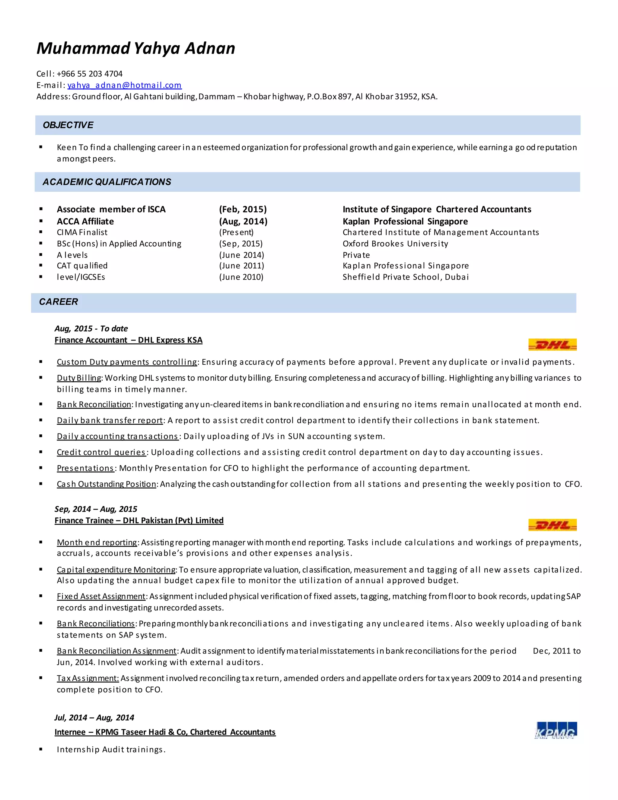 YAHYA RESUME | PDF