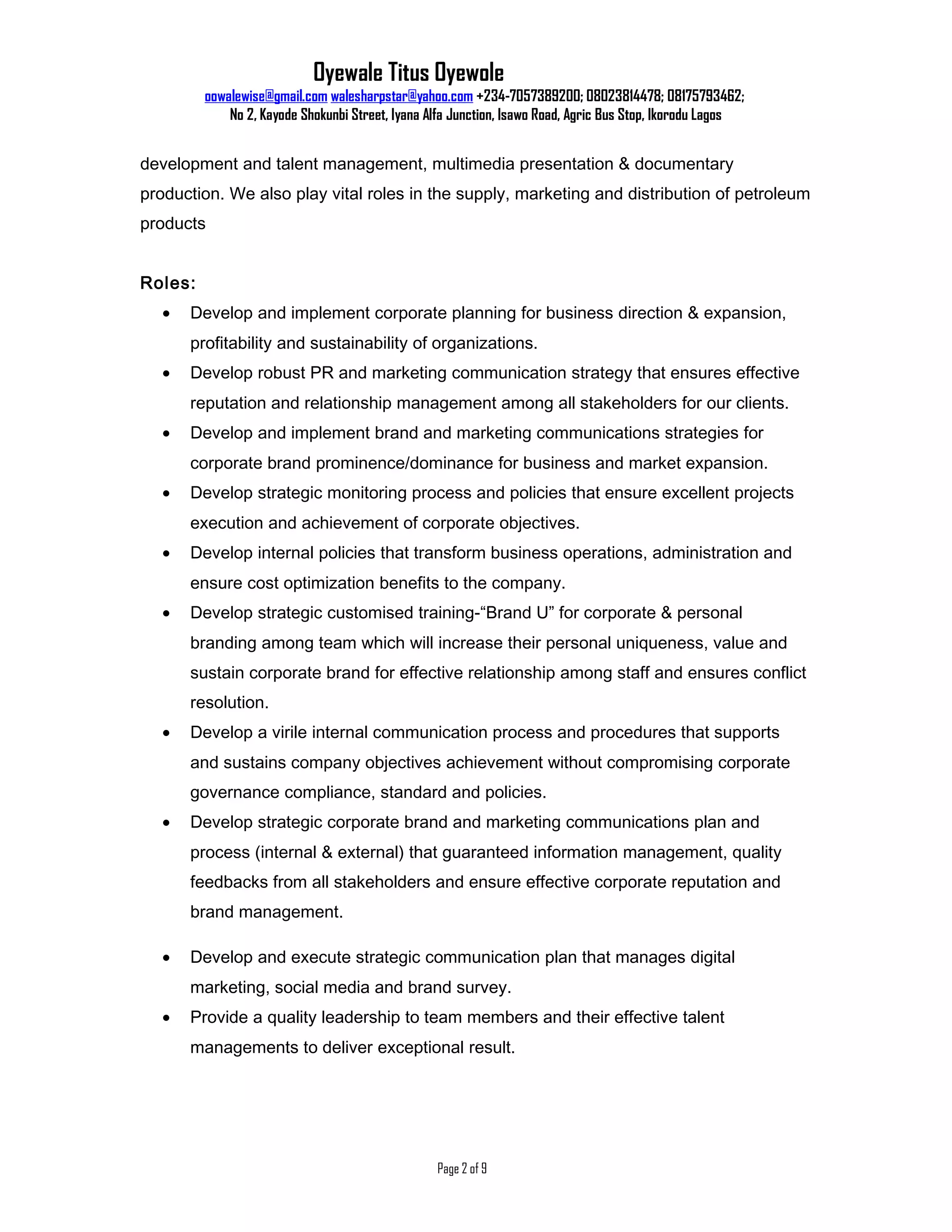 Oyewale Titus Oyewole CV | DOC