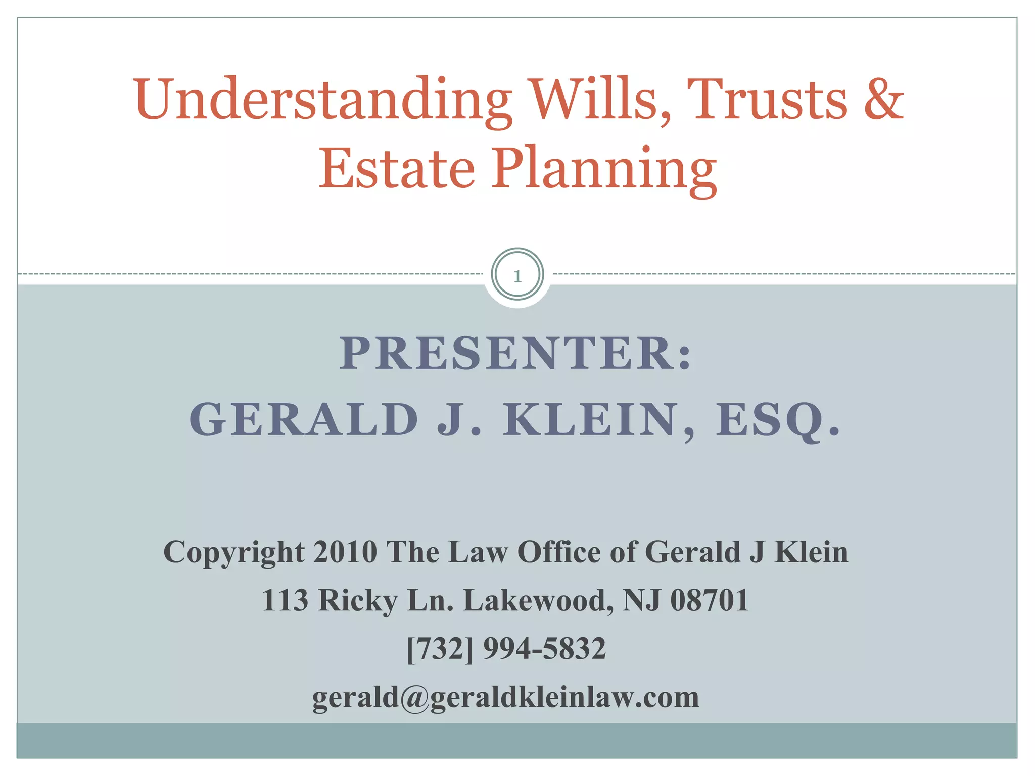 Understanding Wills, Trusts & Estate Planning | PPTX