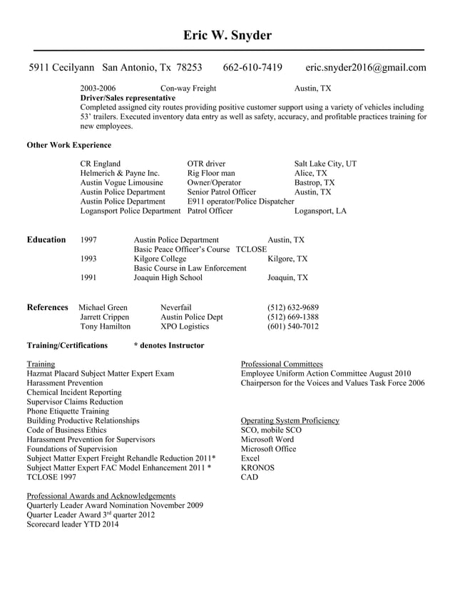 Eric W Snyder resume 2016 | PDF