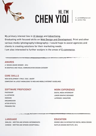 CHEN YIQI - RESUME | PDF