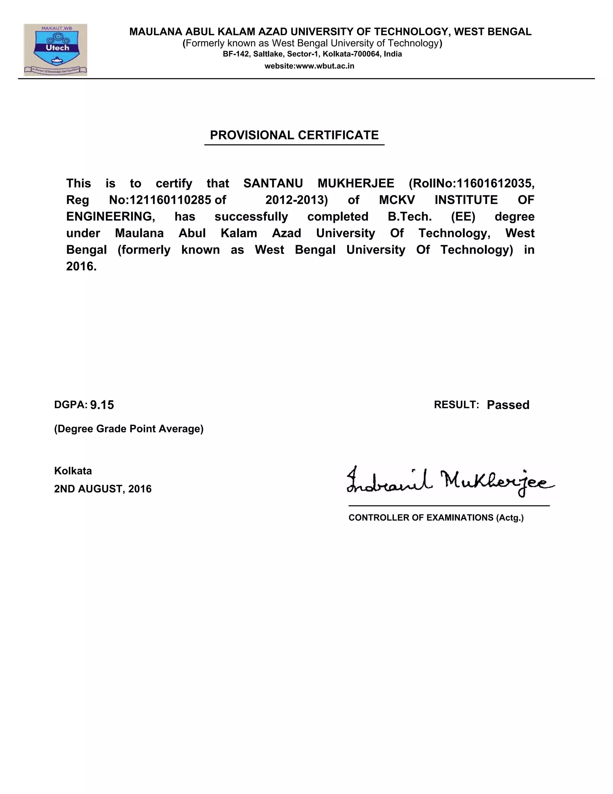 Btech Certificate | PDF