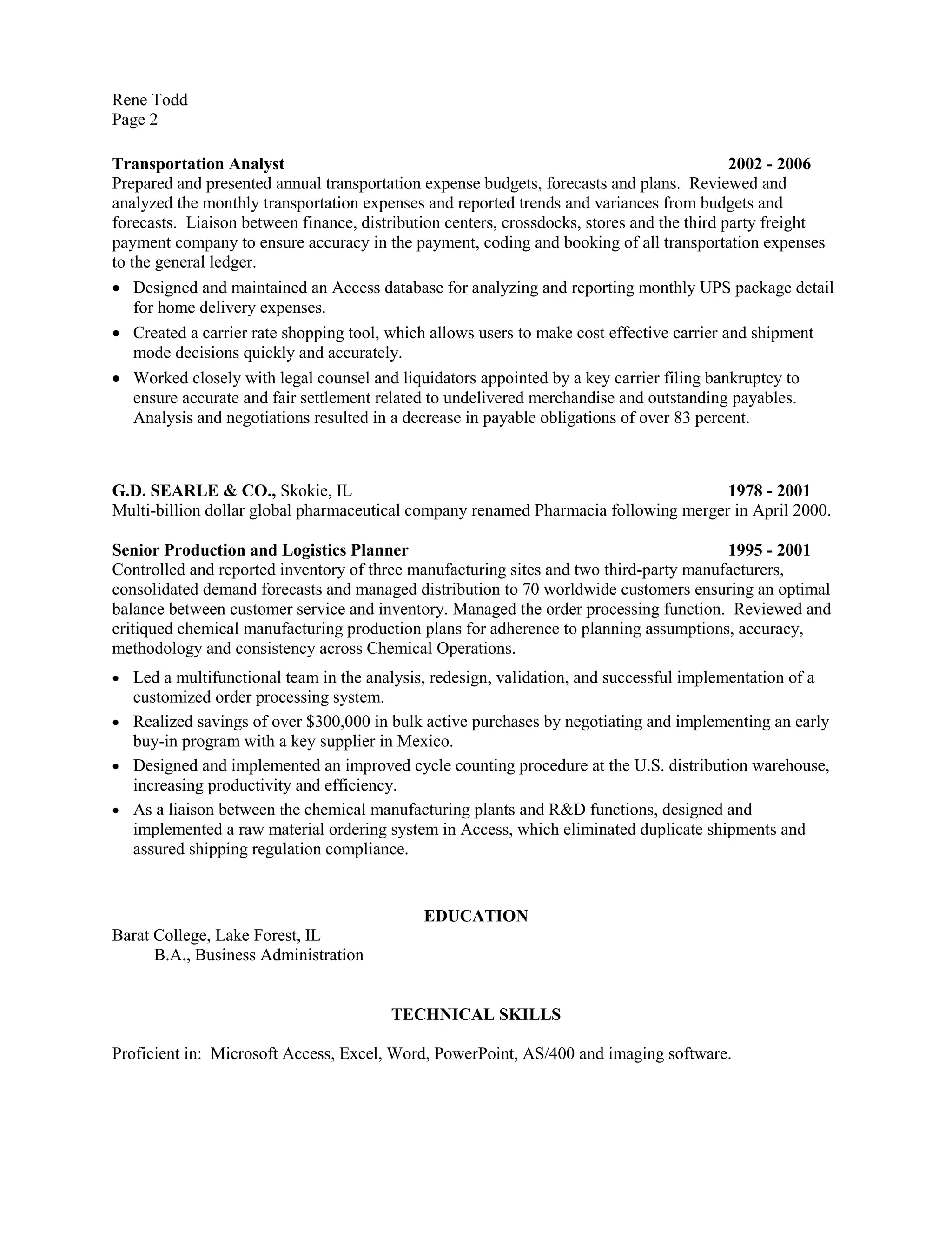 RENE TODD - Resume | PDF