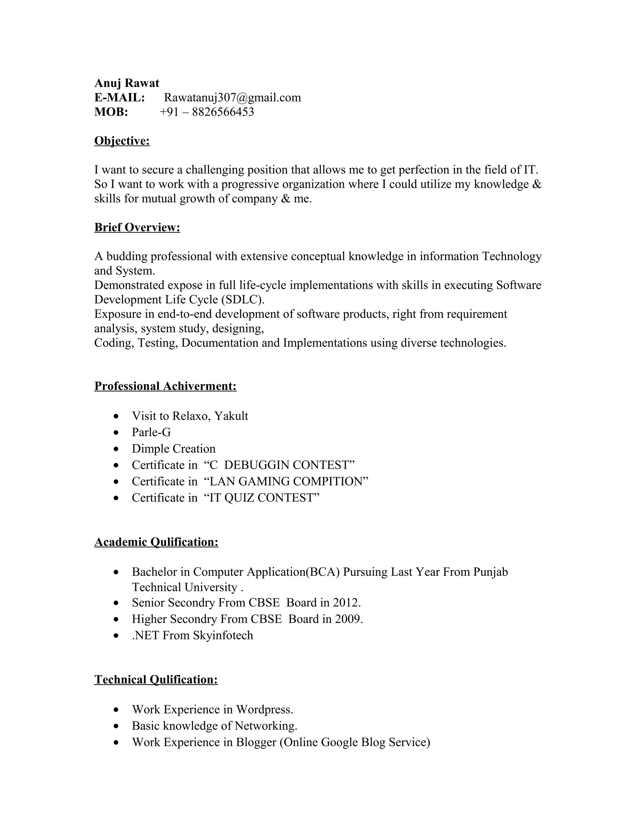 Anuj resume | PDF