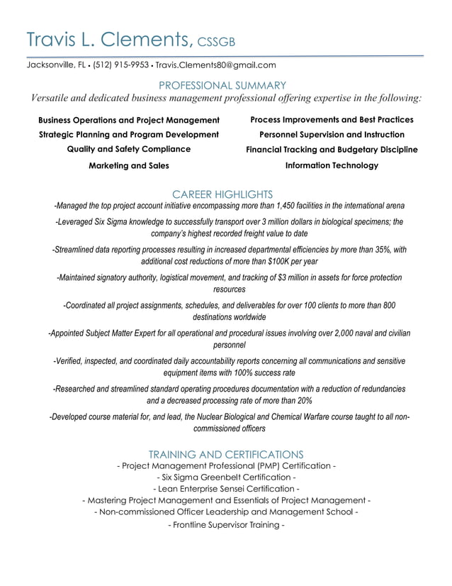 Travis Clements Resume 2016 | PDF