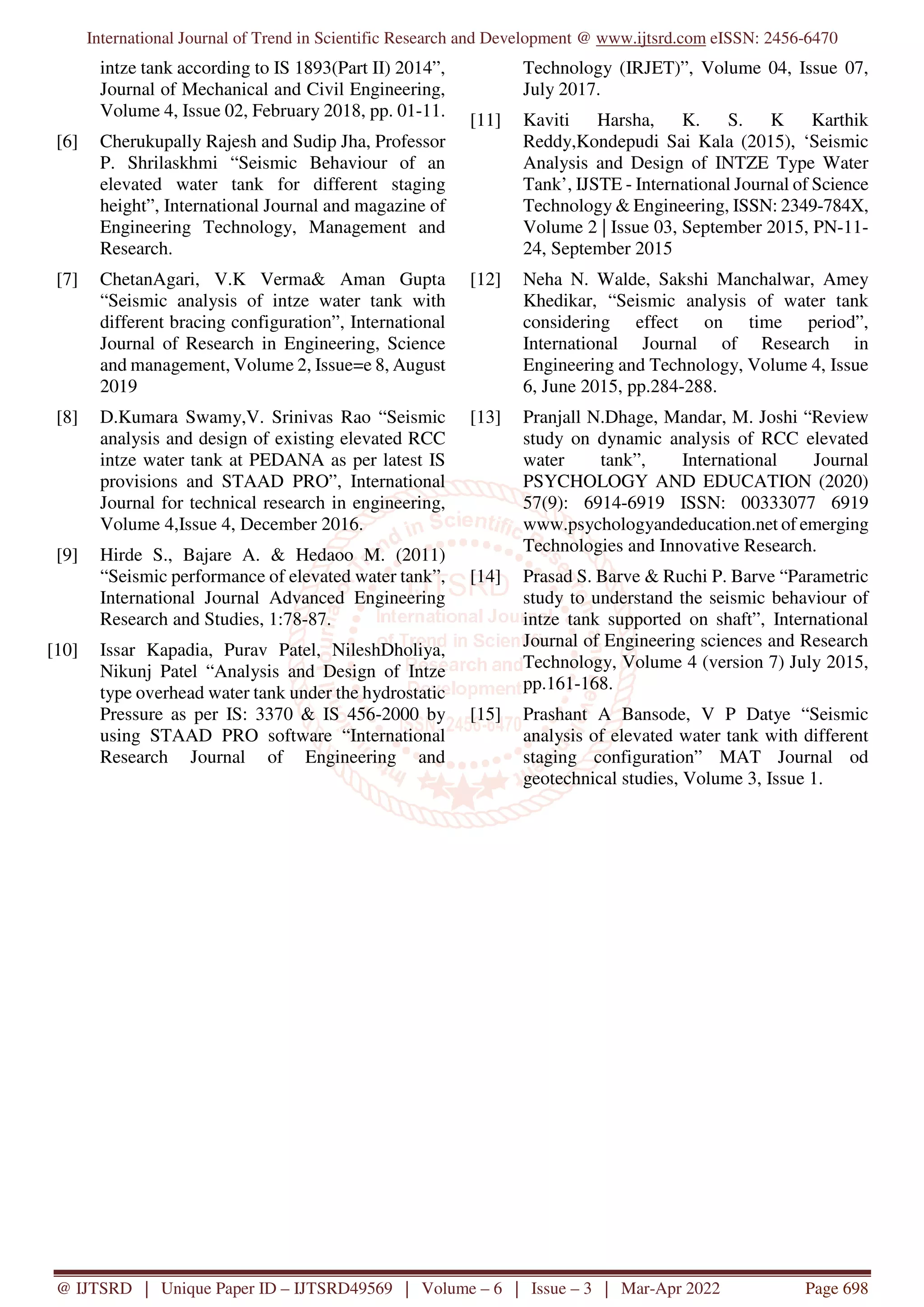 Analysis and Design of Intz Water Tank by Using Staad Pro | PDF
