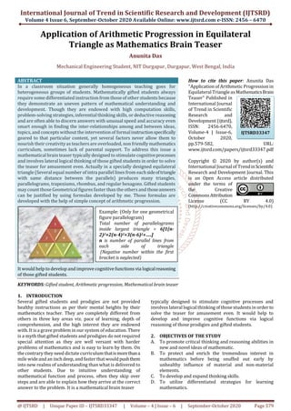 Application of Arithmetic Progression in Equilateral Triangle as Mathematics Brain Teaser | PDF
