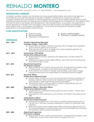 Reinaldo Montero 2016 Resume | PDF | Business | Business and Finance