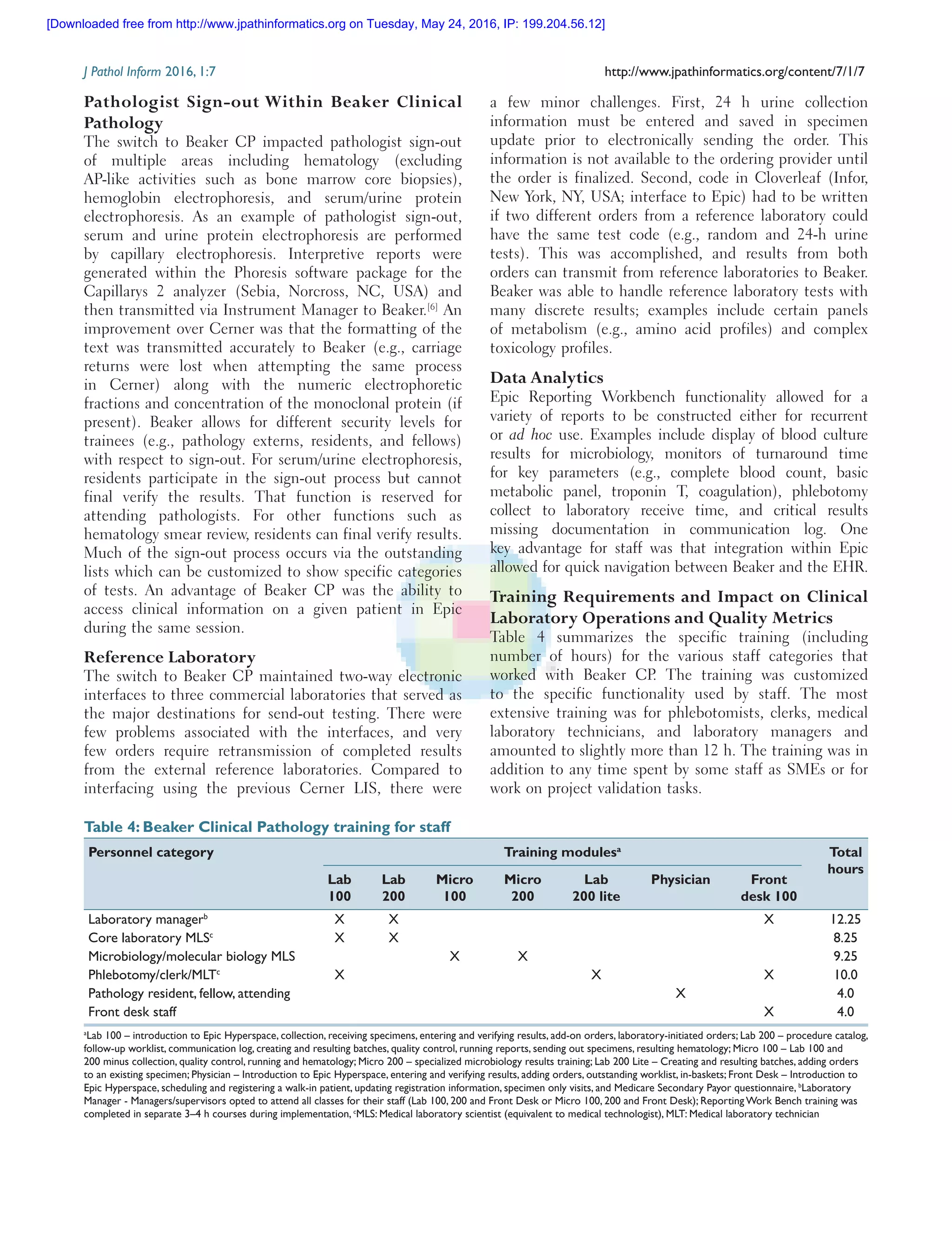 Implementation of Epic Beaker Clinical Pathology at an academic medical ...