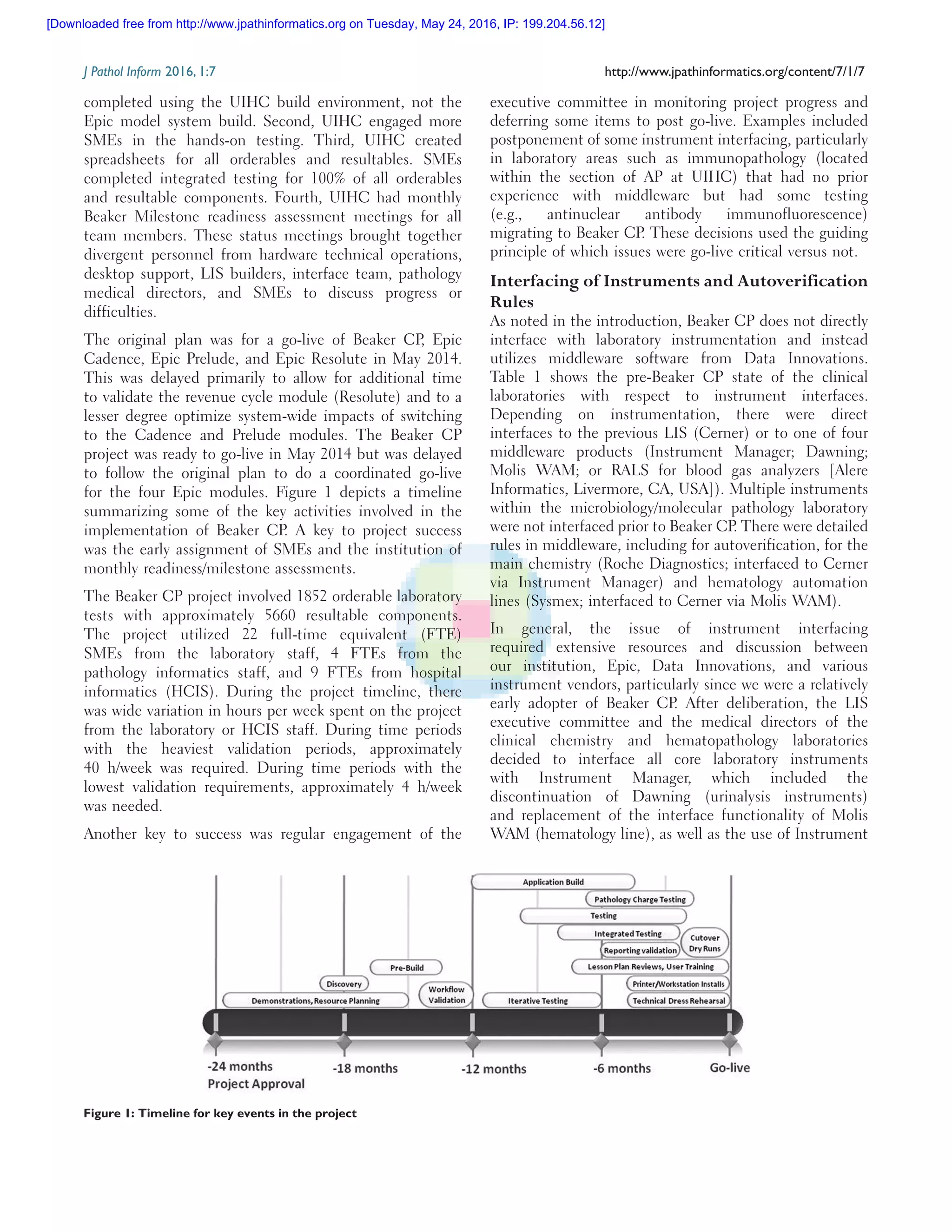 Implementation of Epic Beaker Clinical Pathology at an academic medical ...