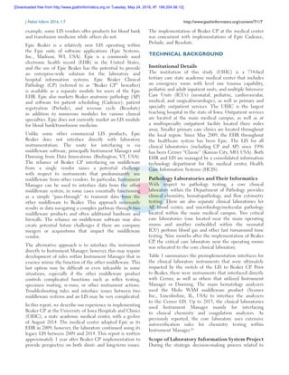 Implementation of Epic Beaker Clinical Pathology at an academic medical ...