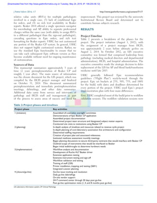 Implementation of Epic Beaker Clinical Pathology at an academic medical ...