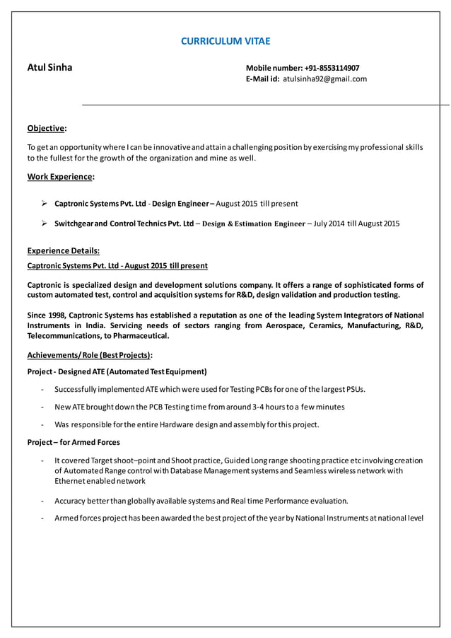 Atul Sinha - CV | PDF