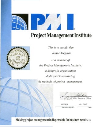 PMI Certificate | PDF