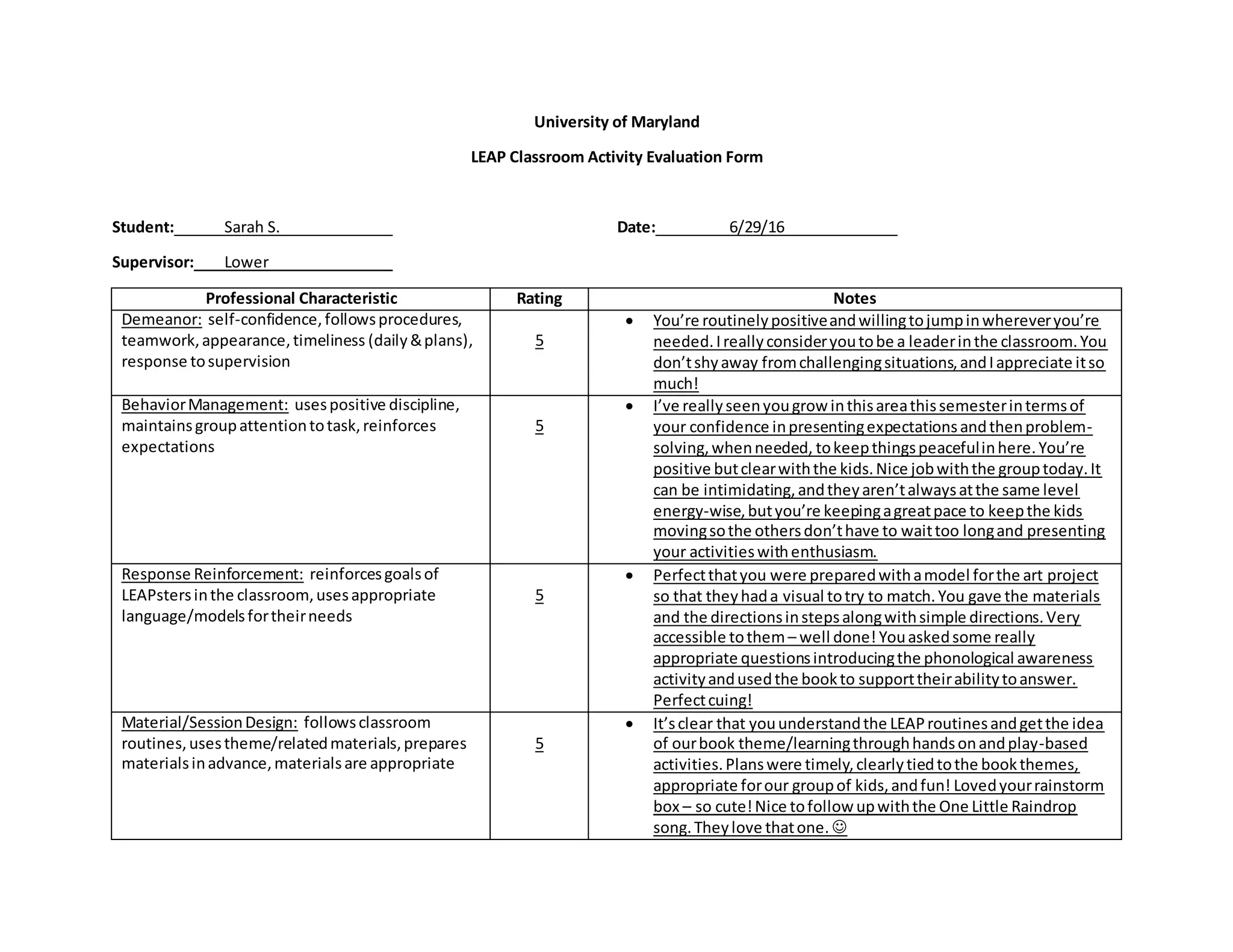Activity.Rating Scale.Sarah | DOCX