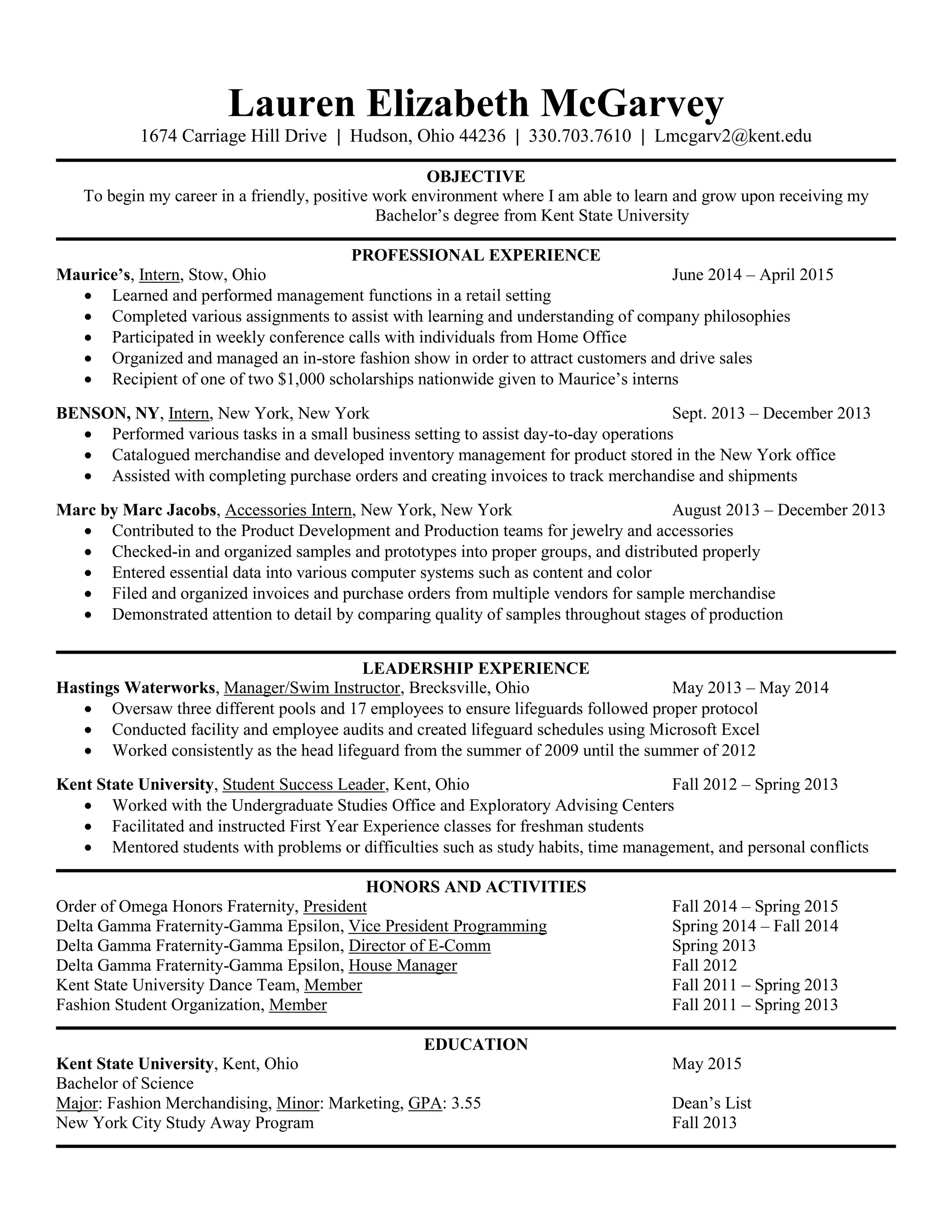 Lauren McGarvey Resume | PDF