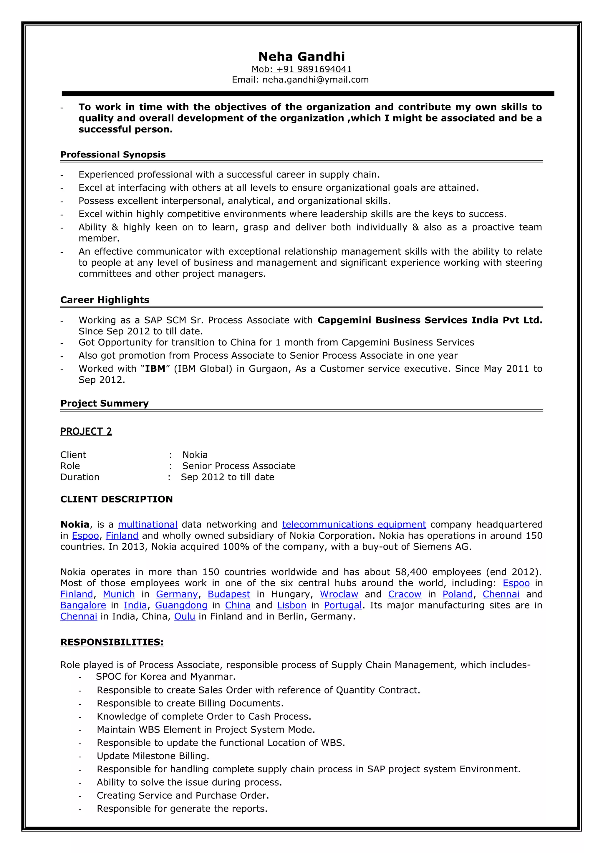 Neha Gandhi resume | DOC