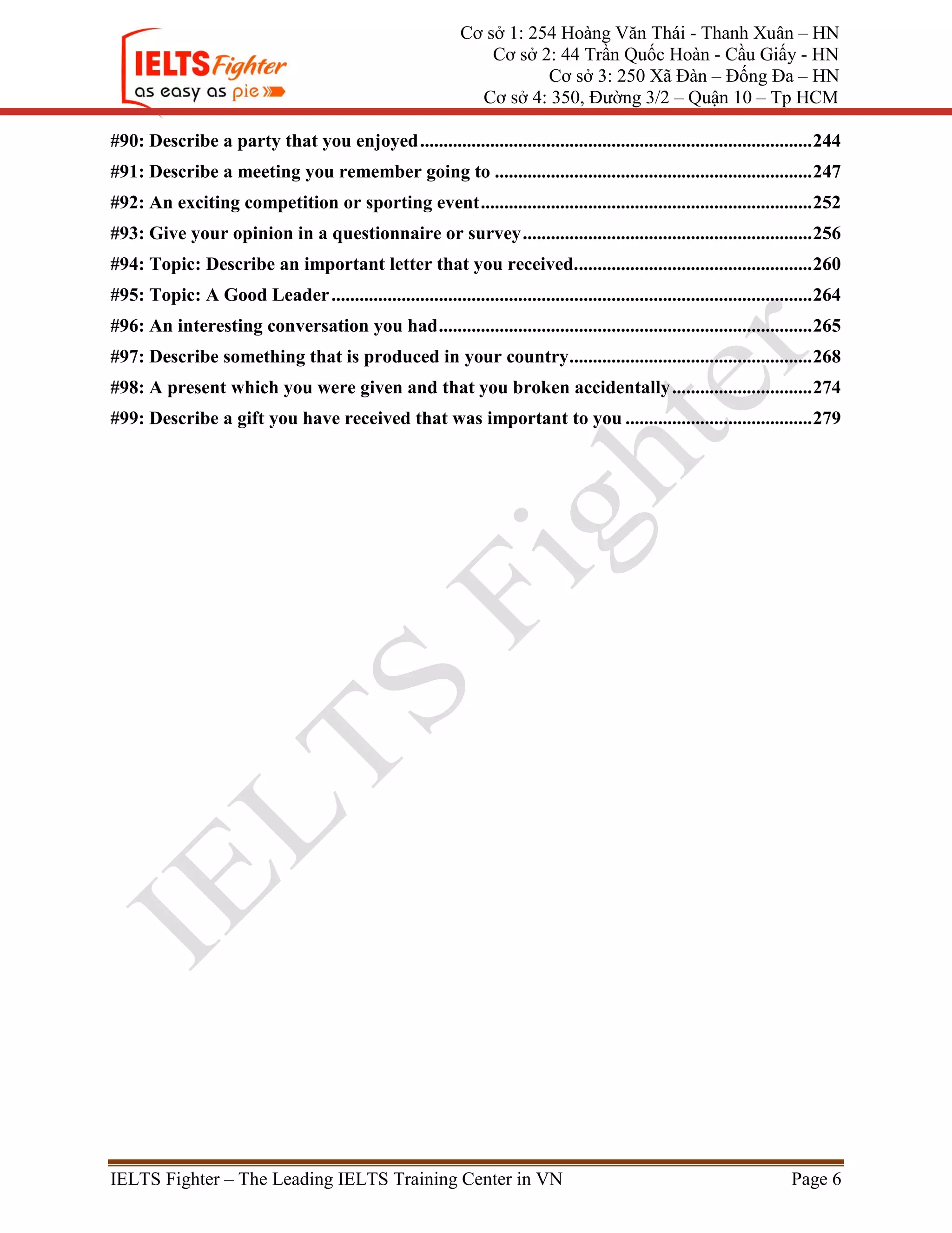 99 cue card for ielts speaking by ielts fighter | PDF