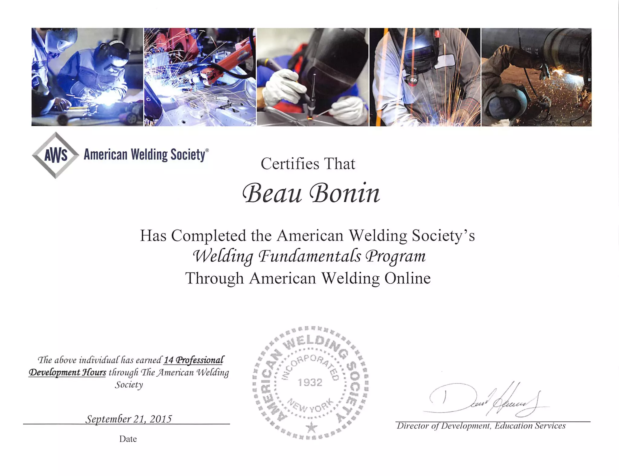 AWS Welding Fundamentals Program Certificate | PDF