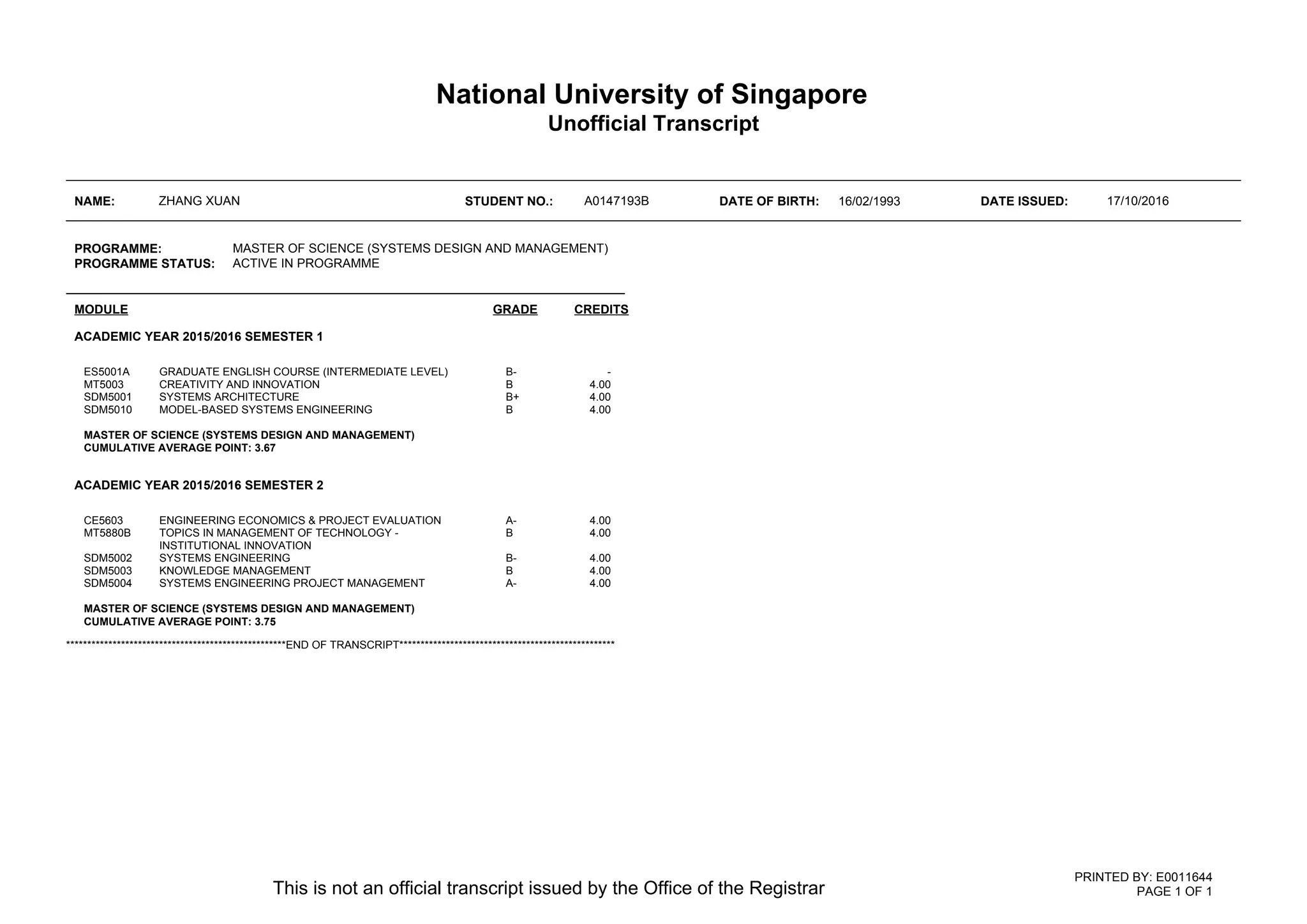 transcript_postgraduate | PDF