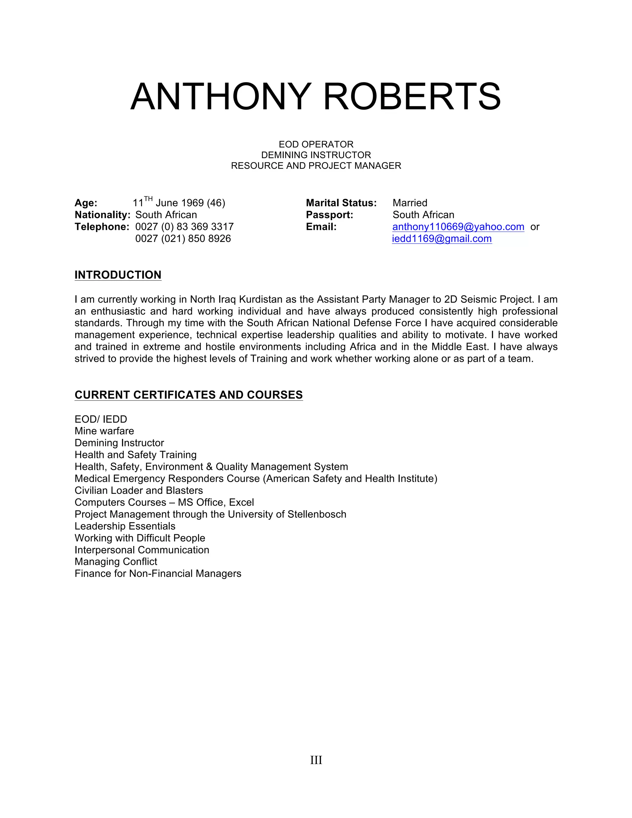 Anthony Roberts_CV_Cover Letter | PDF