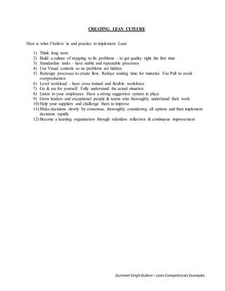 Competency (Lean & CI)- Gurmeet 2016 | PDF