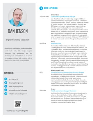 Resume - Dan Jenson - Digital Marketing Specialist | PDF