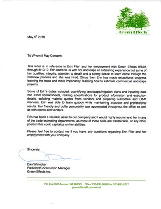 Green Effects Letter of Recommendation | PDF