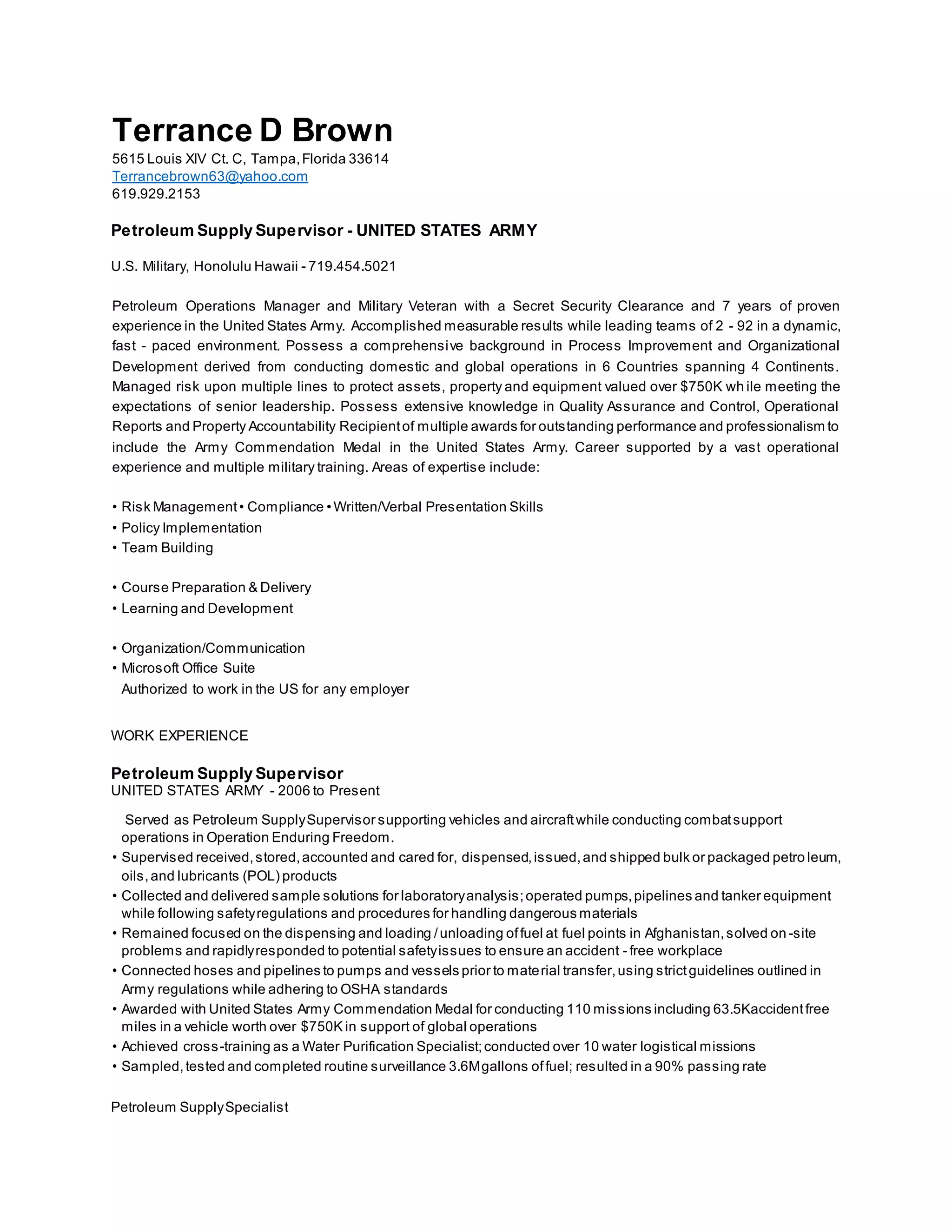 Terrance Brown revised Fueler Resume | DOCX