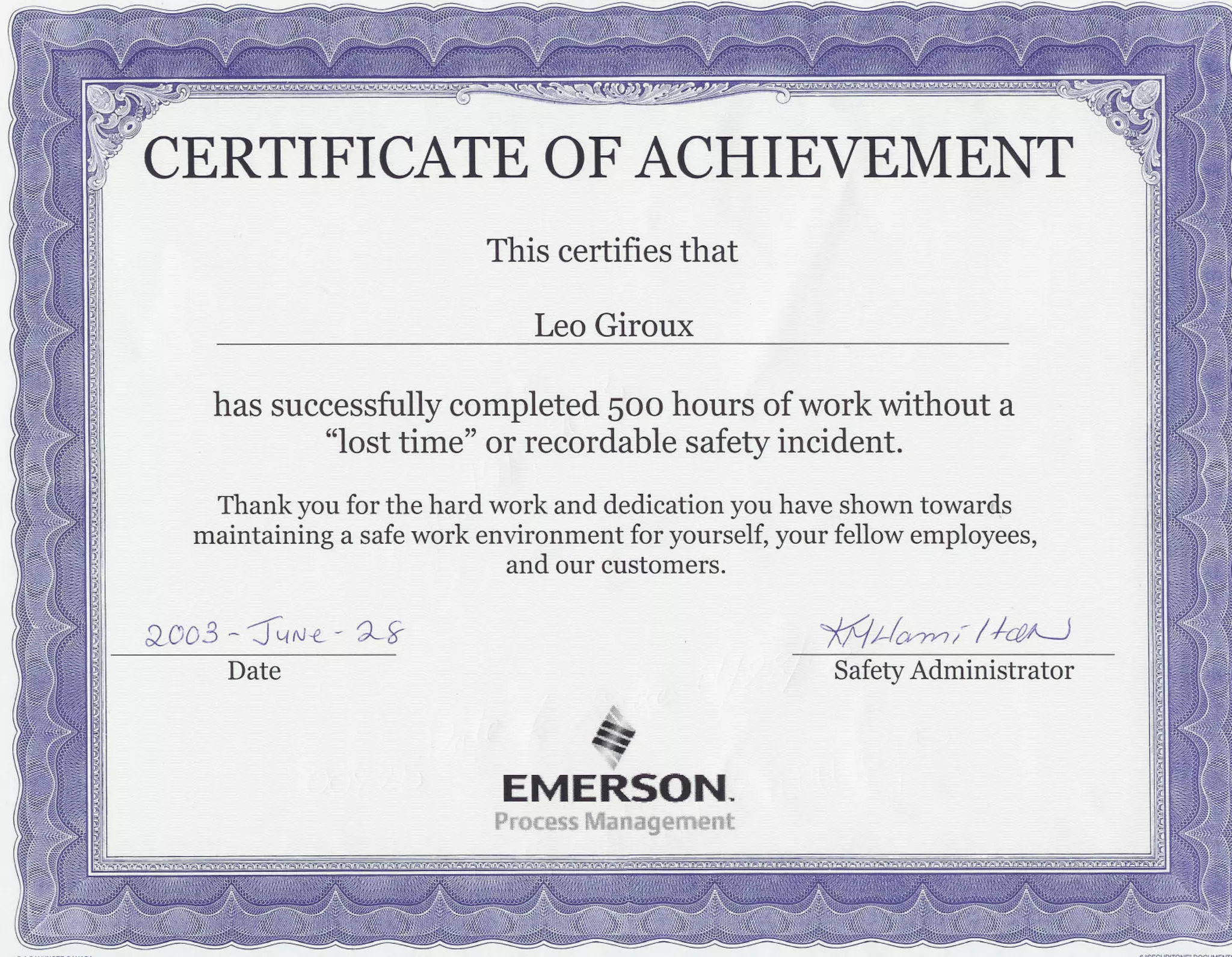 EMERSON 2003 SAFETY CERTIFICATE(1) (1) | PDF