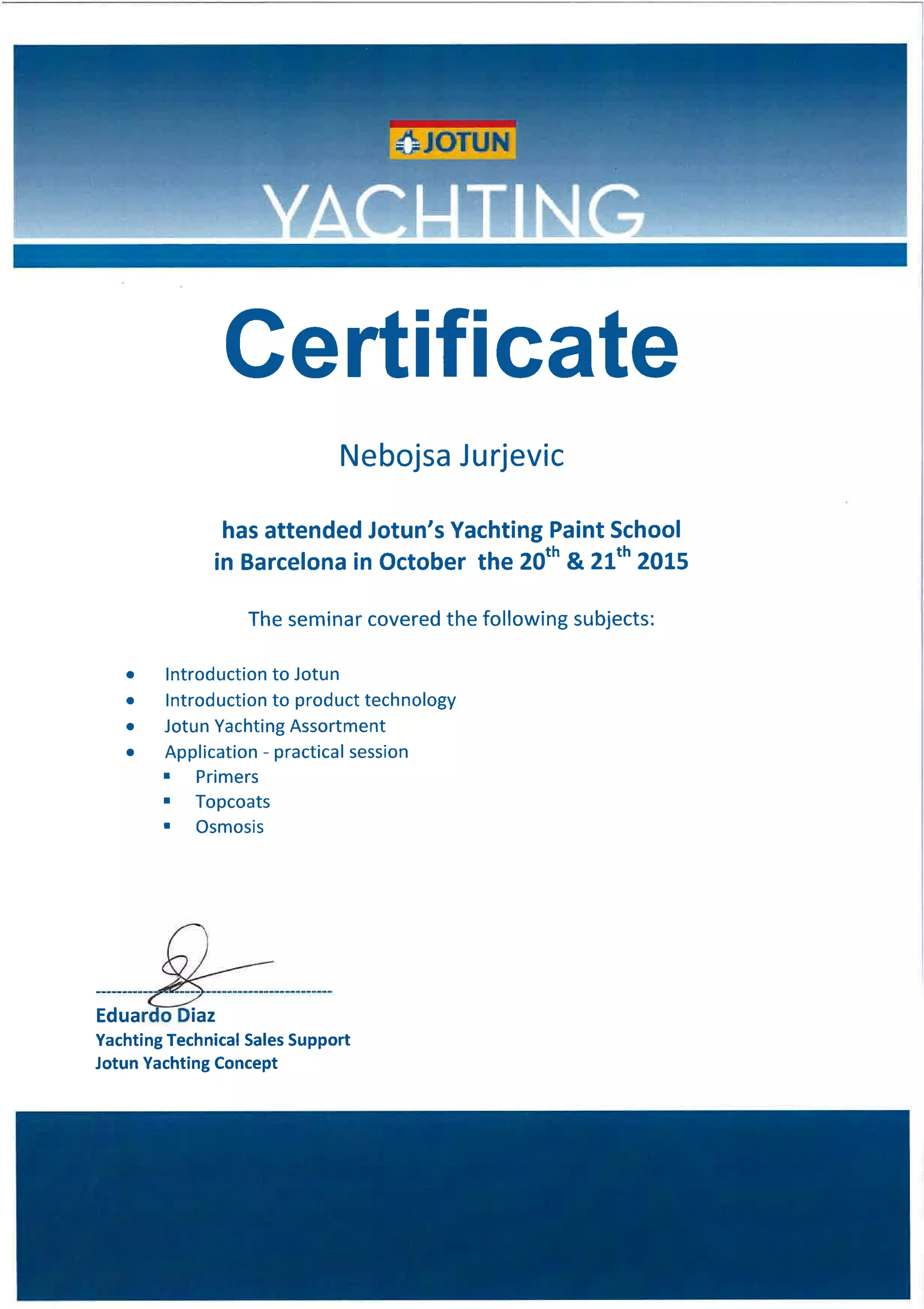 YOTUN YACHTING CERTIFICATE | PDF