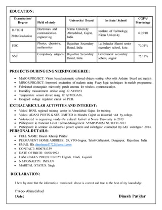Dinesh Patidar _resume for testing - Copy | PDF
