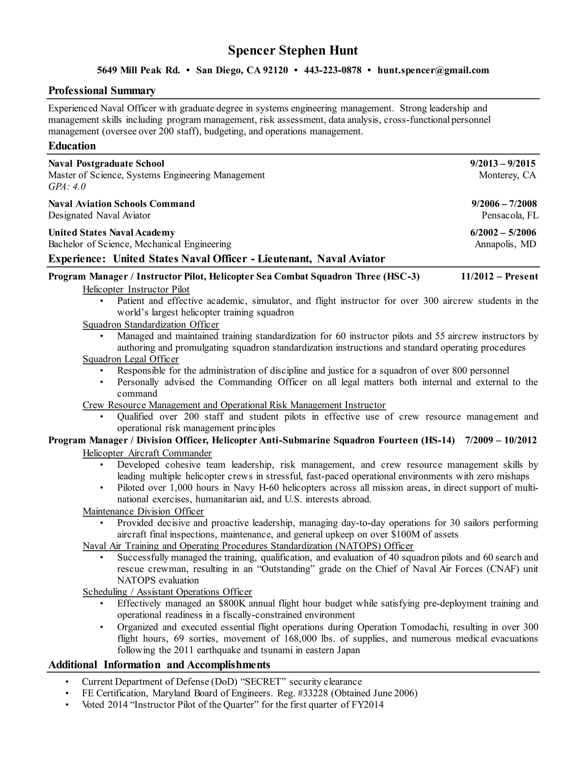 Spencer Hunt_Resume_August2015 | DOCX