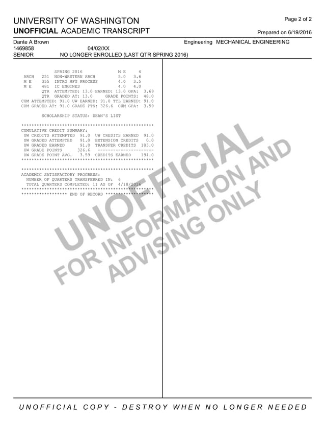 UWUnofficialTranscript_Spring2016 | PDF