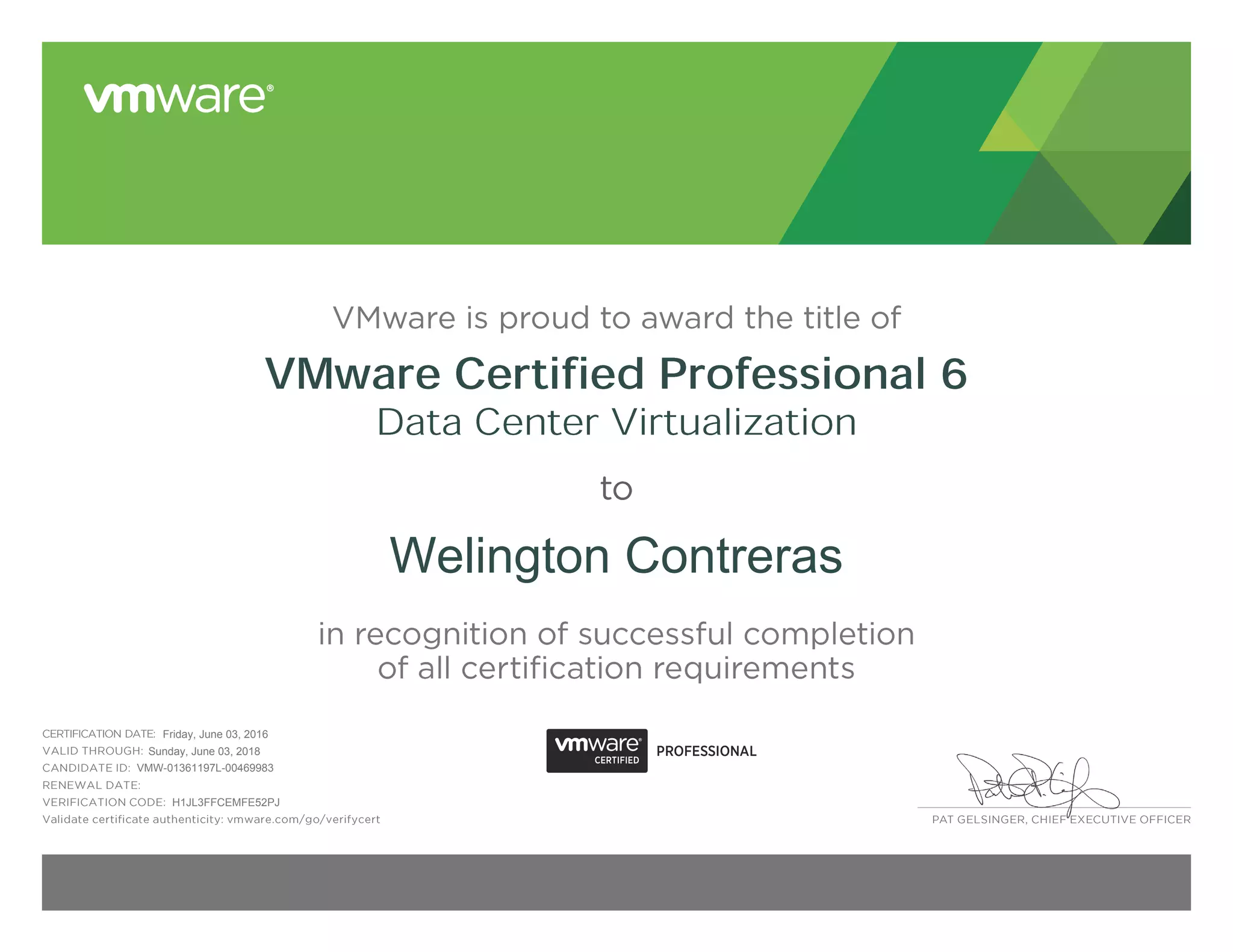 VMware Certified Professional 6 - Data Center Virtualization certificate | PDF | Computing ...