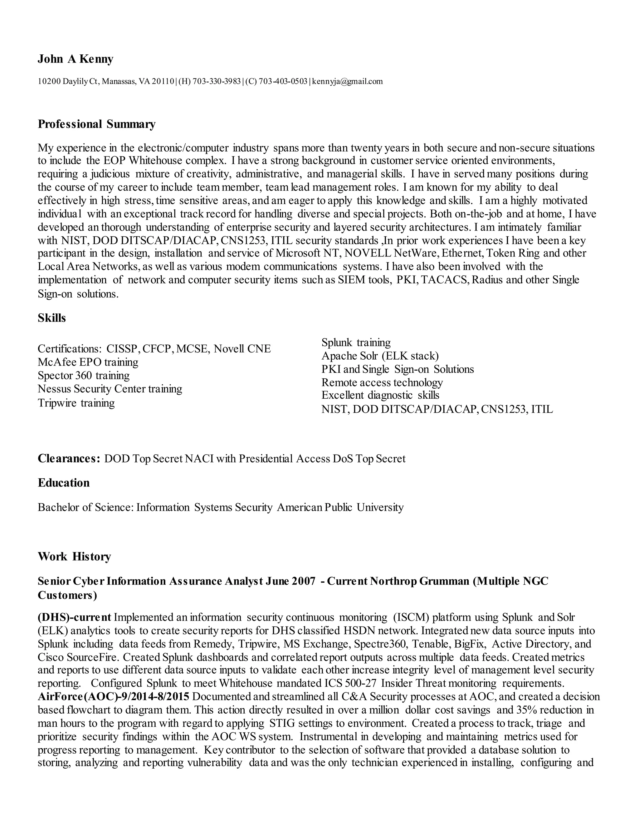 Resume -Resume -continous monitoring | PDF