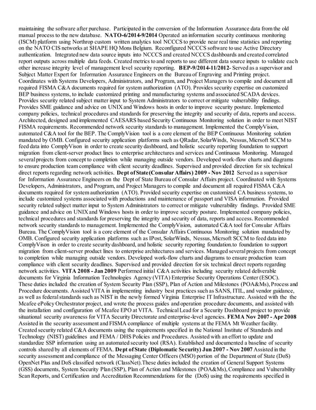 Resume -Resume -continous monitoring | PDF