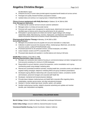 Angelina Borges_Resume_July 2016 OM | PDF