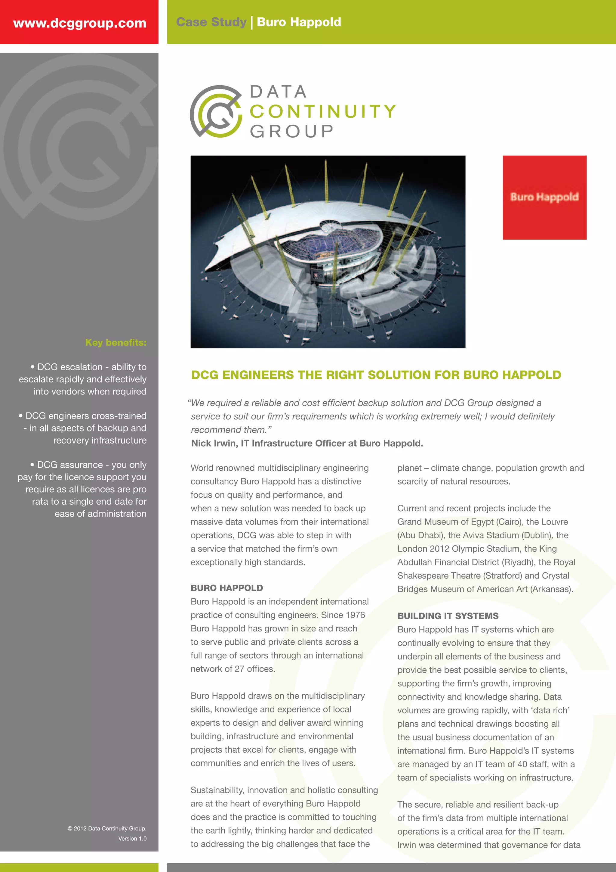 DCG Engineers Reliable Backup Solution for Buro Happold | PDF